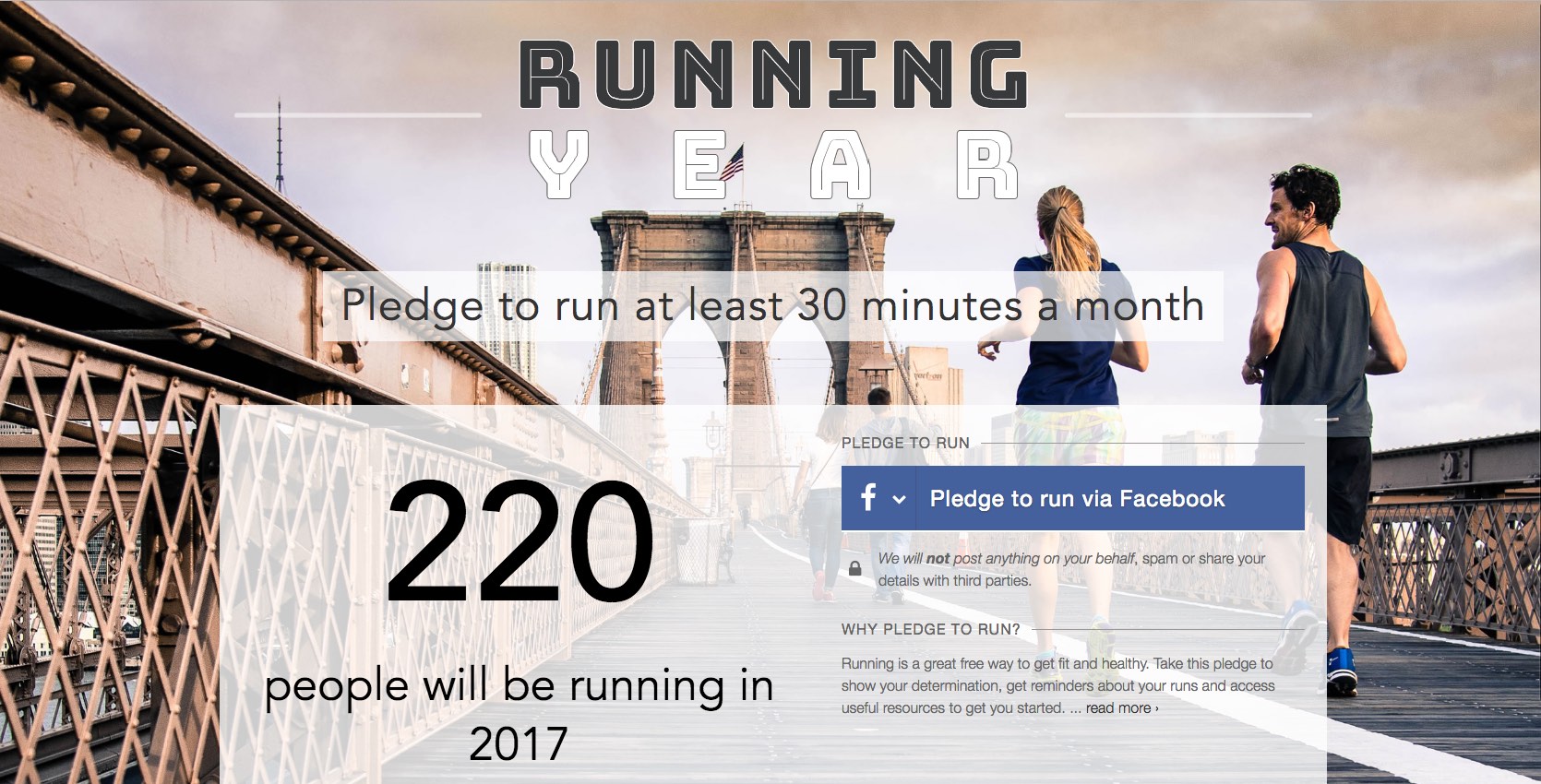 Running Year - Pledge to run at least 30 minutes a month